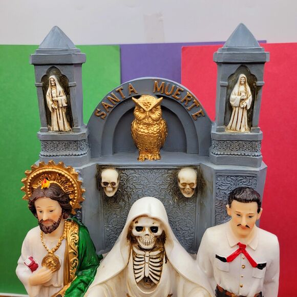 Art | Santa Muerte Statue With Jesus Malverde San Judas White Grim ...